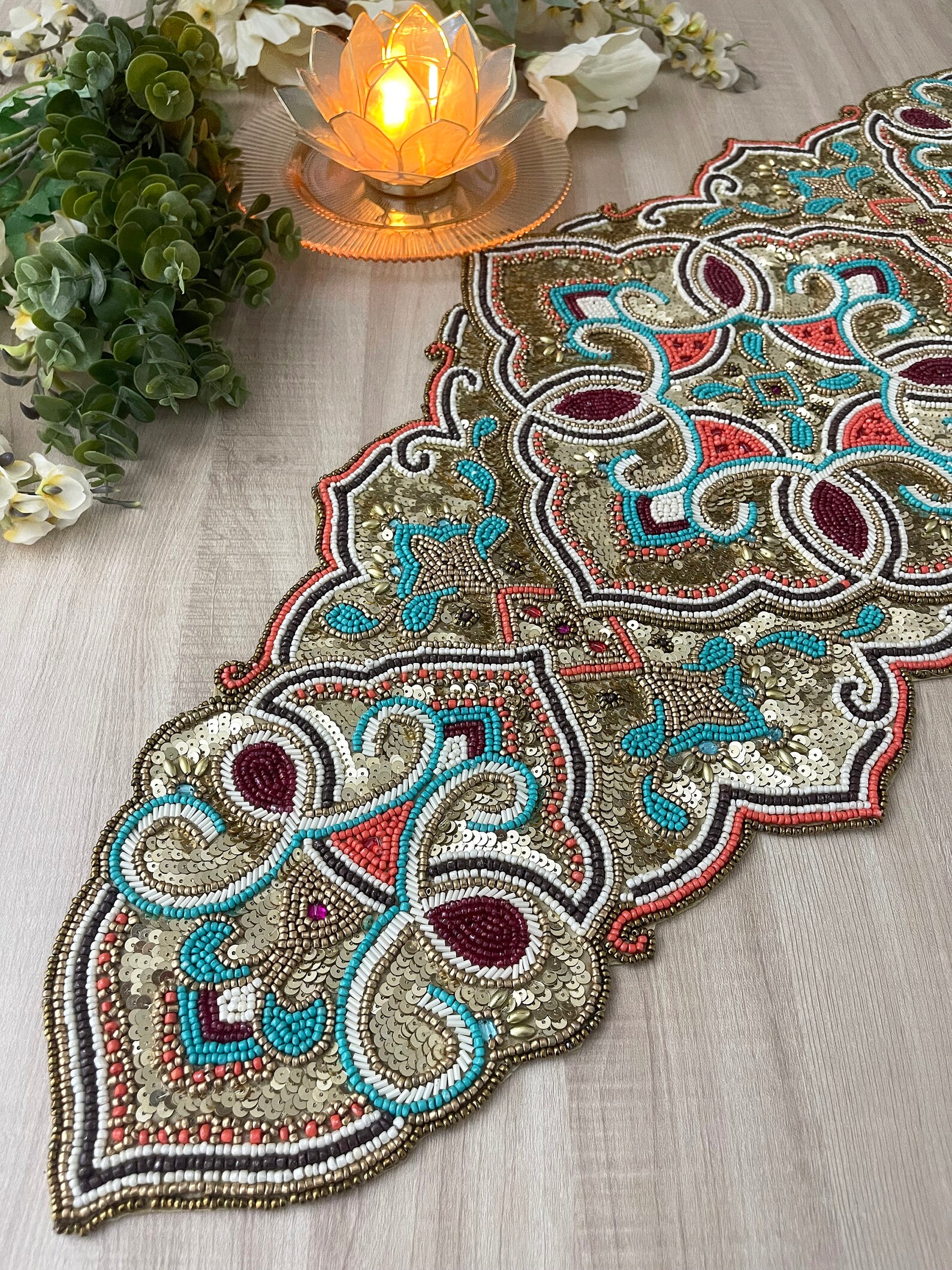 Handmade Table Runner Luxury Beaded Runner Centerpiece - Etsy