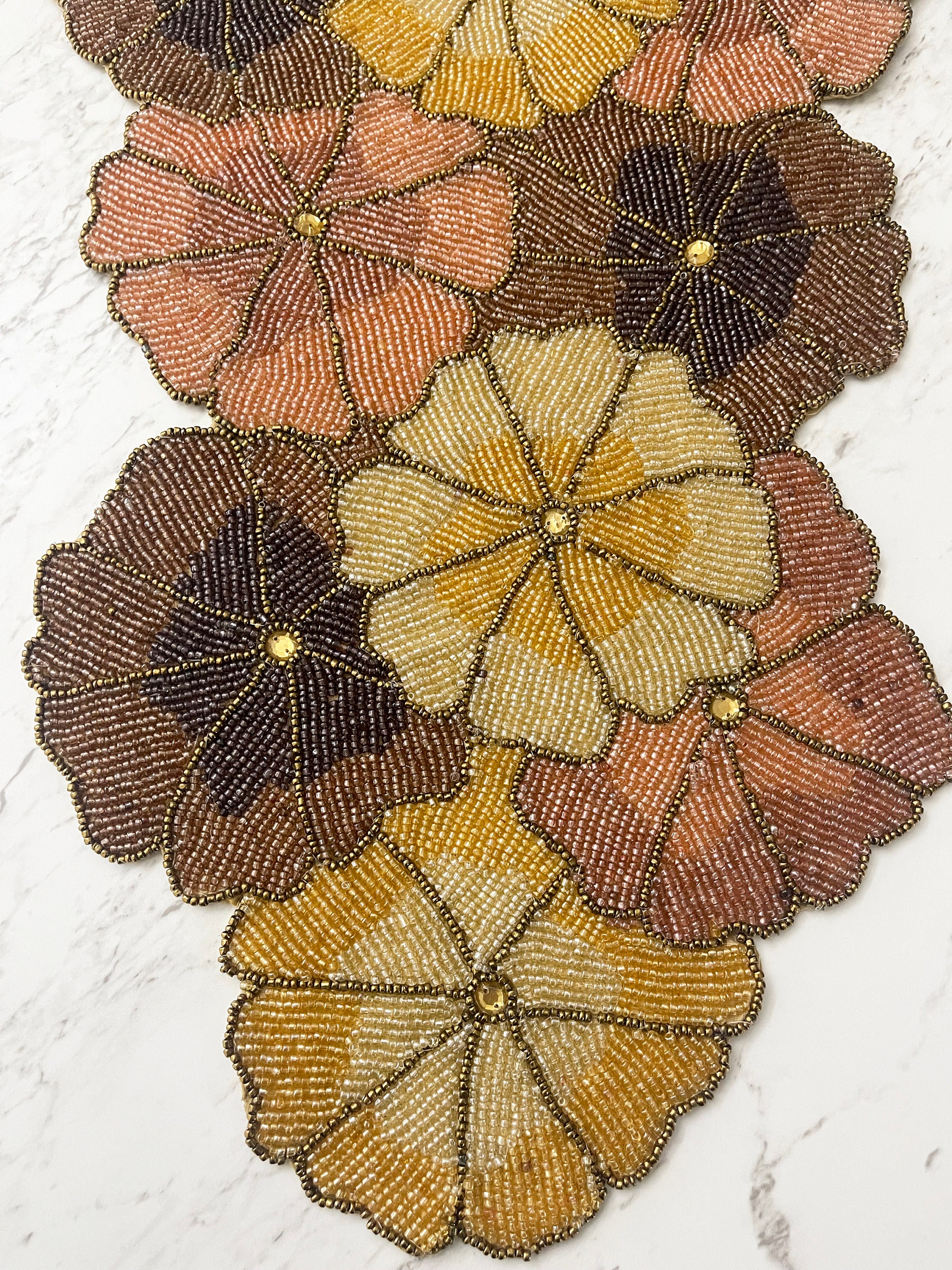 Handmade Floral Beaded Table Runner: 13x36 Inch - Etsy