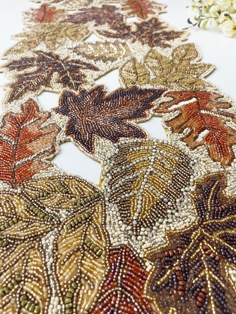 Handmade Table Runner Maple Leaf Bead Runner 13x36inch - Etsy