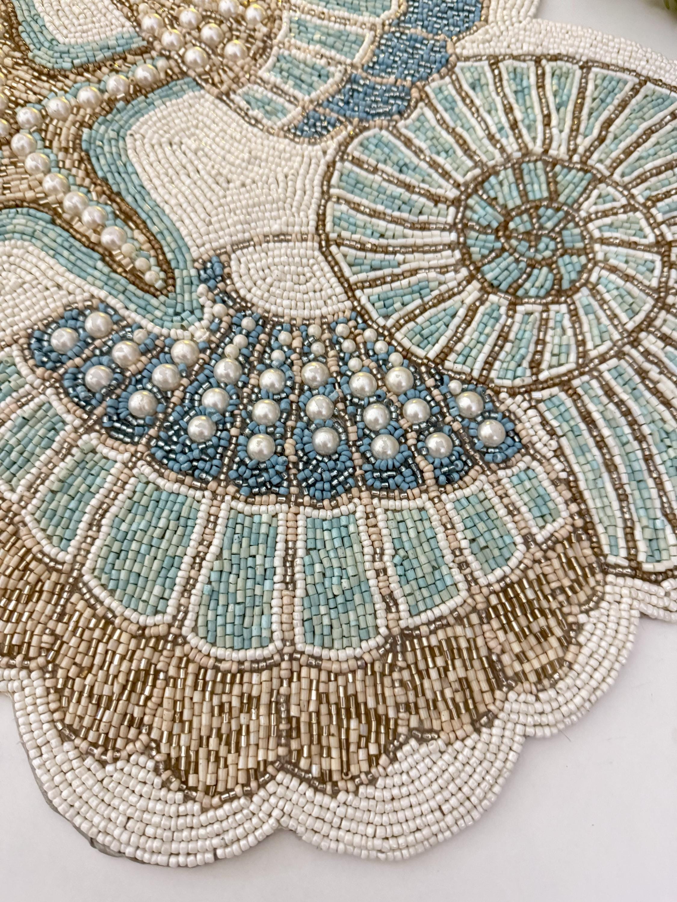 Handmade Beaded Table Runner: Coral & Seashell Design (13x36 Inch) - Etsy