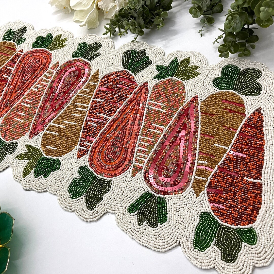Handmade Bead Table Runner, Carrot Design Beaded Runner for Easter - Etsy
