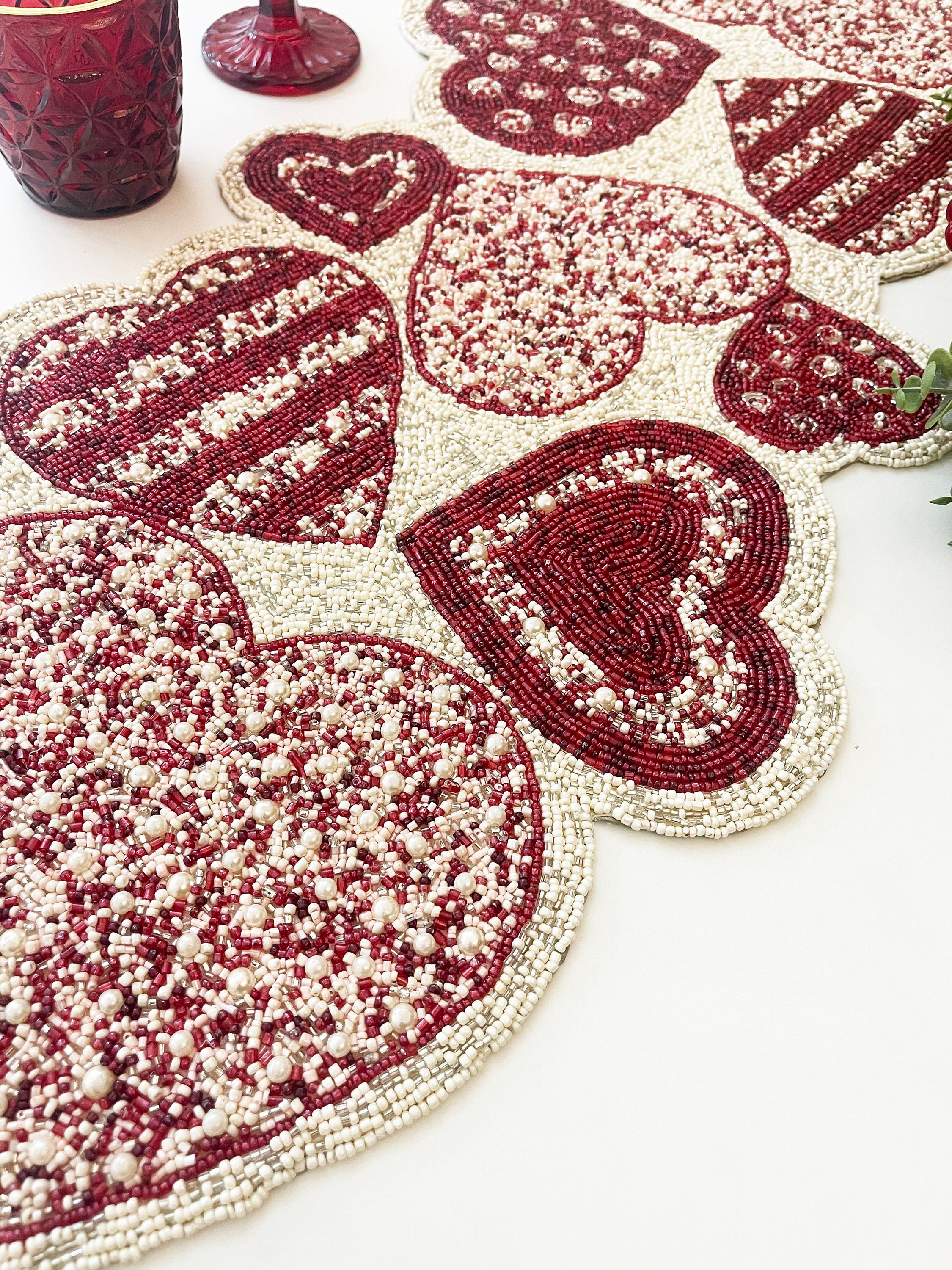 Valentine's Day Table Runner Luxury Beaded Runner Red - Etsy Canada