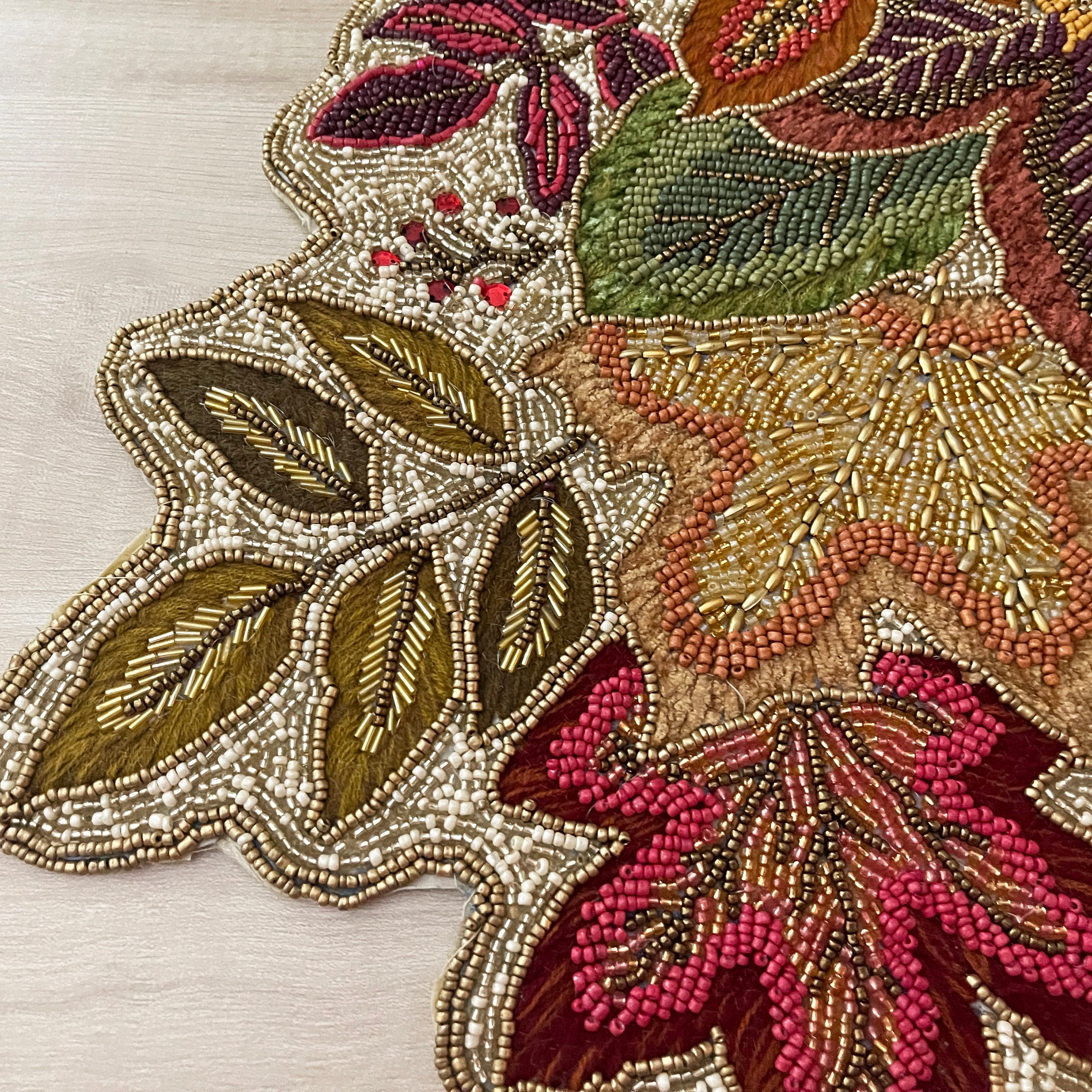 Handmade Table Runner, Maple Leaf Bead Runner, 13x36inch, Multicolour ...