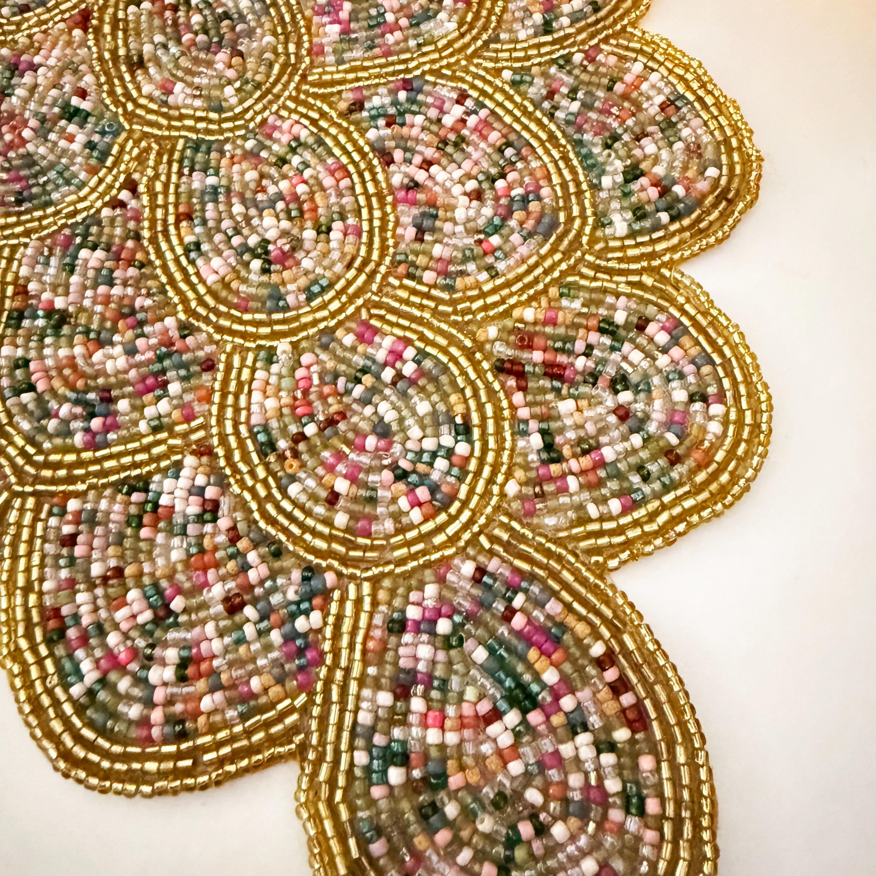 Handmade Bead Table Runner, Floral Beaded Runner, Multicolour ...