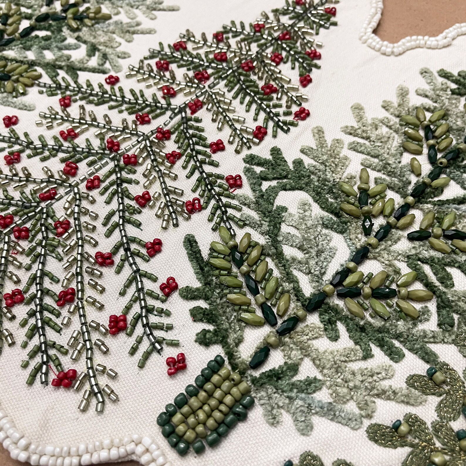 Handmade Christmas Table Runner, Embroidered Beaded Runner, Centerpiece ...