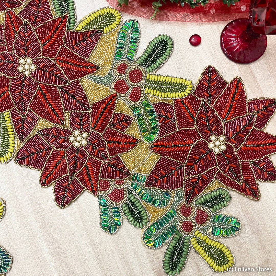 Christmas Handmade Poinsettia Table Runner and Placemats - Etsy