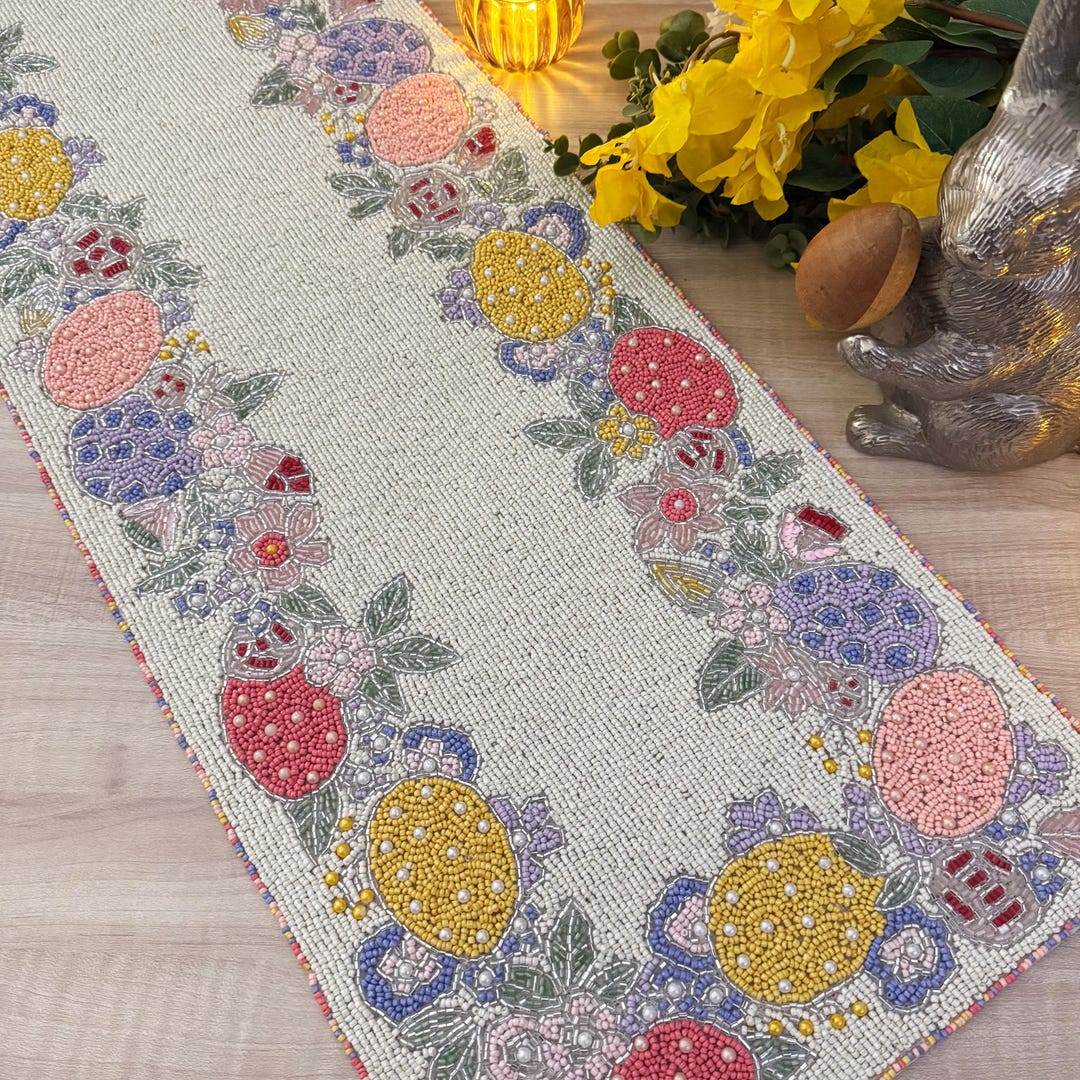 Handmade Bead Table Runner, Easter Egg Beaded Runner, 13x36inch - Etsy