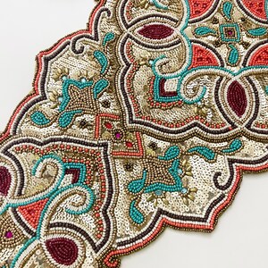 Handmade Table Runner, Luxury Beaded Runner, Centerpiece Multicolor ...