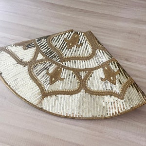 Handmade Beaded Christmas Tree Skirt Using Beads and Sequins, 60 Inch ...