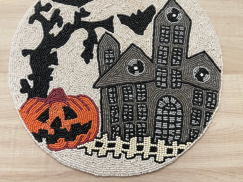 Halloween Handmade Beaded Placemat Tablemat 14 Inch - Etsy