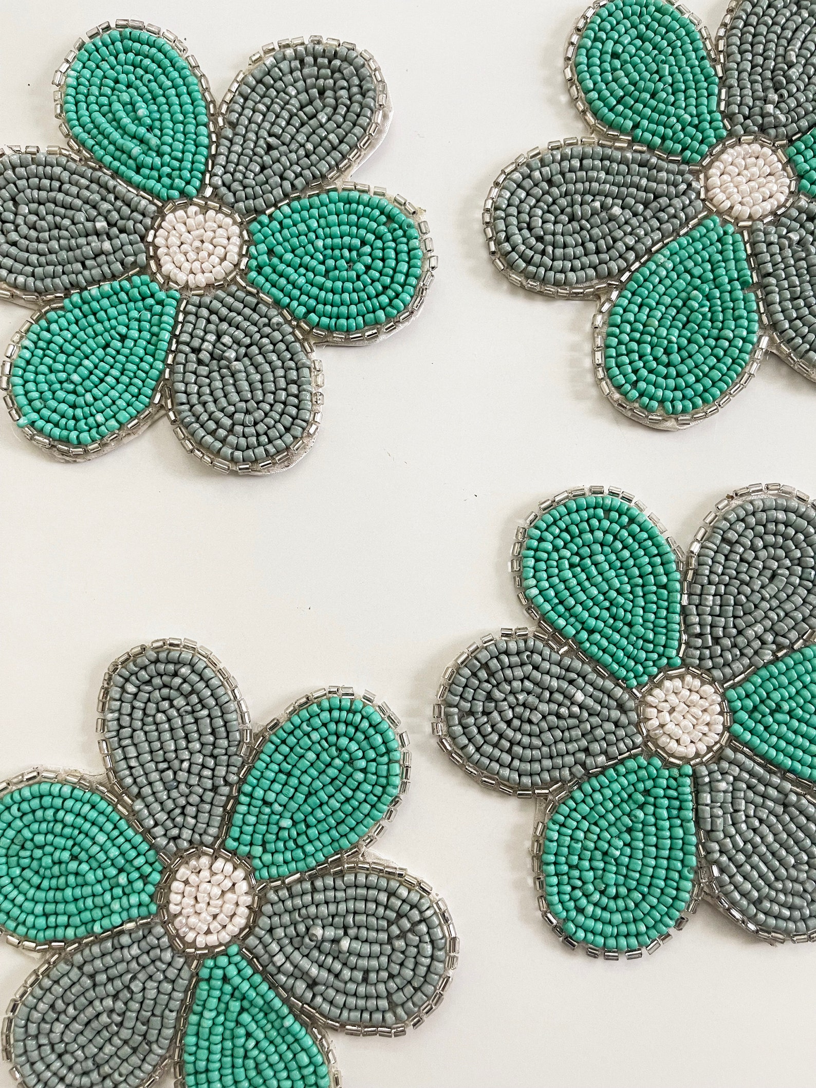 Set of 6 coasters drink coasters floral beaded coasters | Etsy