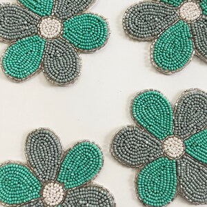 Set of 6 Coasters, Drink Coasters, Floral Beaded Coasters, Gift for Her ...