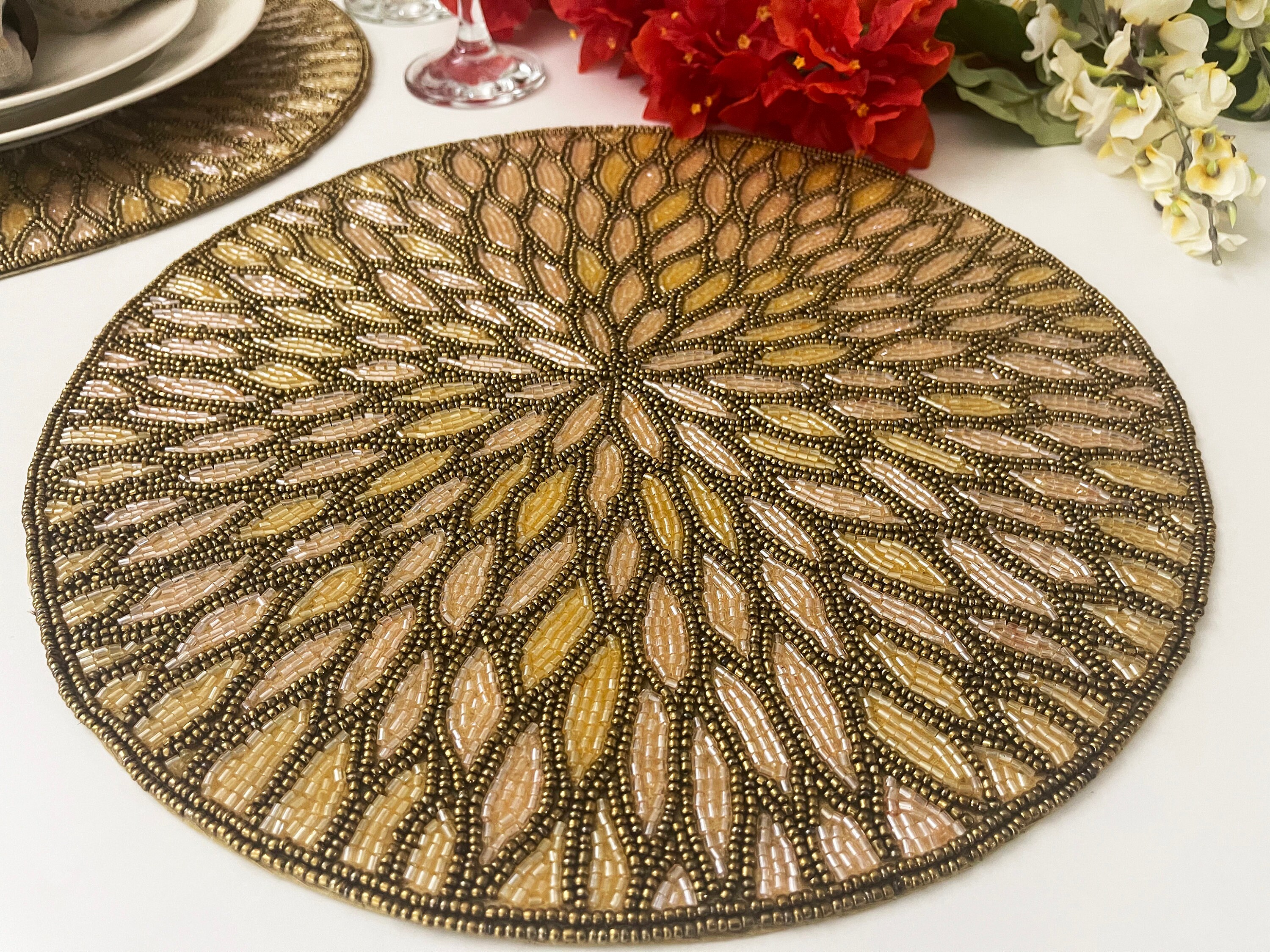 Beaded Handmade Placemat Tablemats Charger Placemats - Etsy