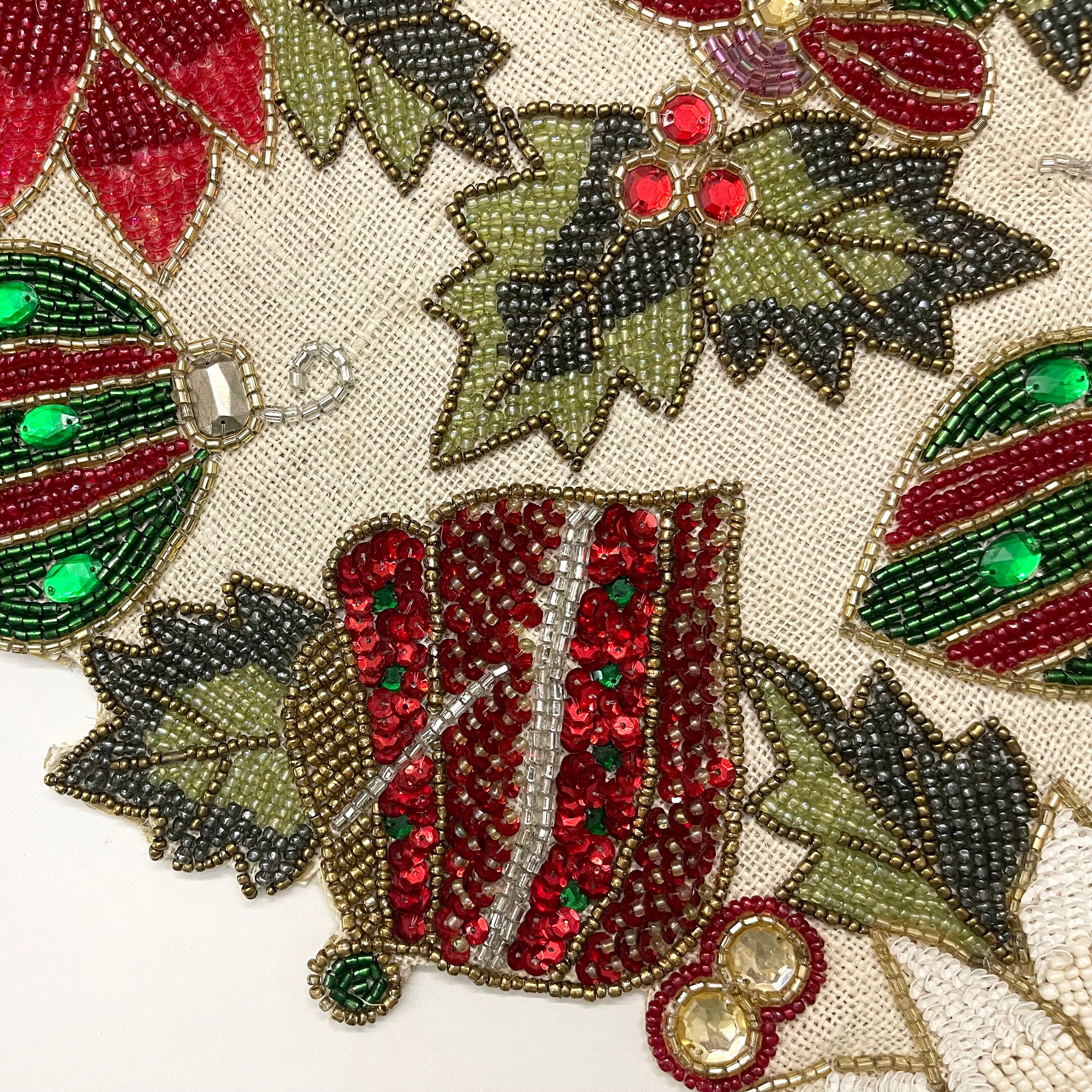 Handmade Christmas Table Runner, Beaded Runner, Centerpiece Multi ...