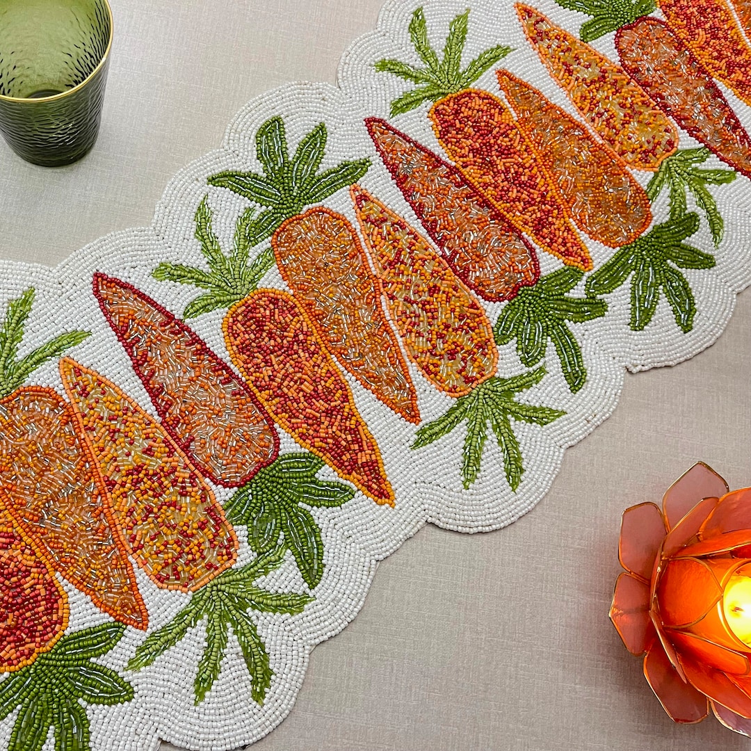 Handmade Bead Table Runner, Carrot Design Beaded Runner for Easter - Etsy