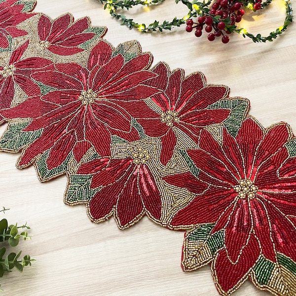 Poinsettia Table Runner - Etsy