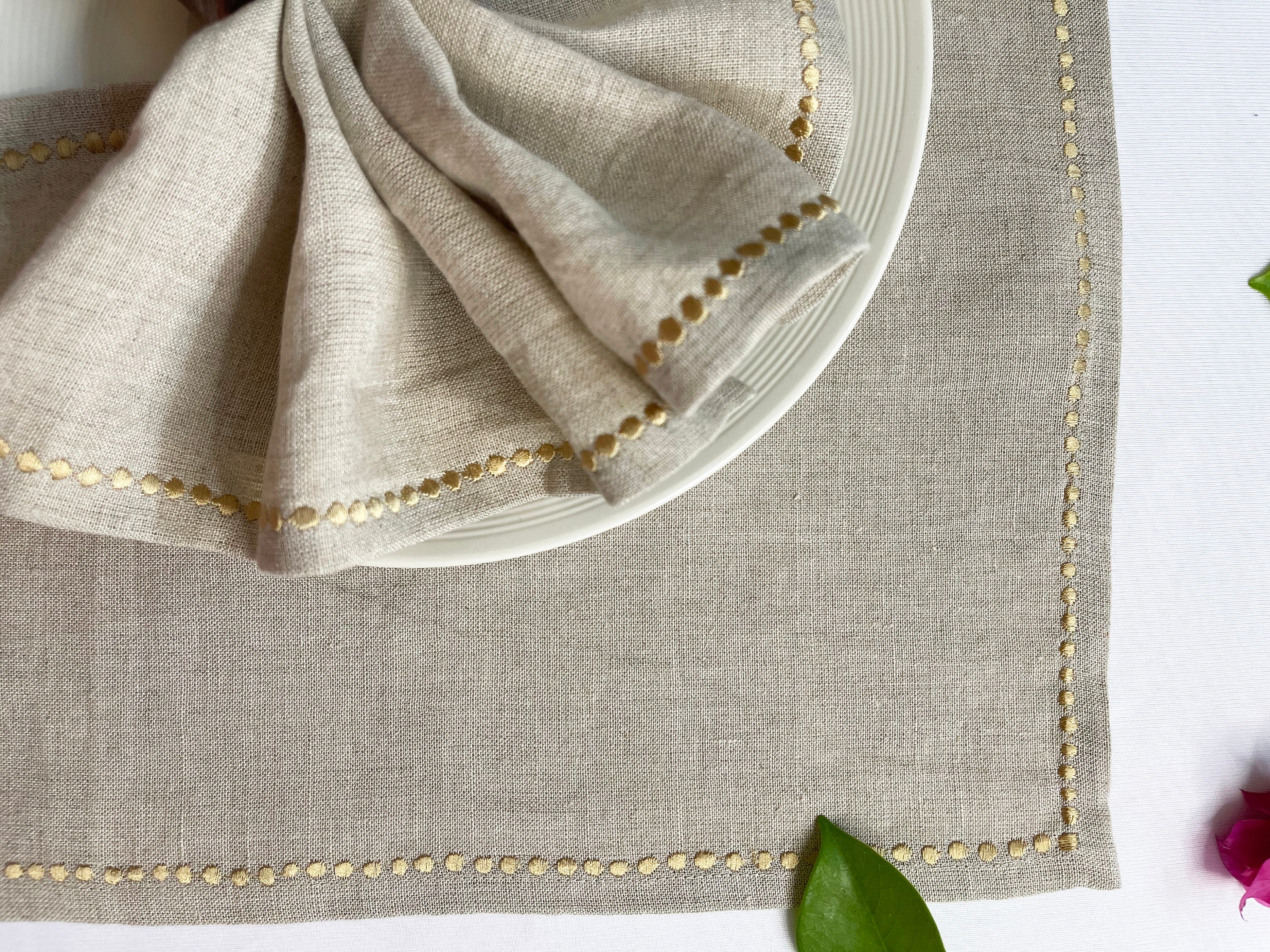 Set of 6, Luxury Linen Table Napkin, for Dining and Serving, Natural ...