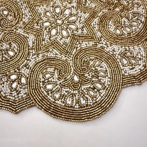 Handmade Table Runner, White Gold Beaded Runner, 13x36inch - Etsy