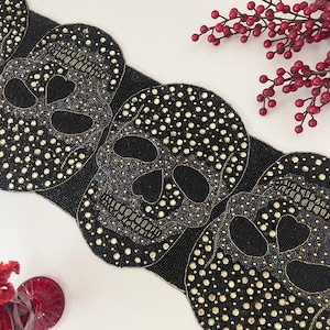 Handmade Bead Table Runner, Halloween Skull, Fall Runner - Etsy
