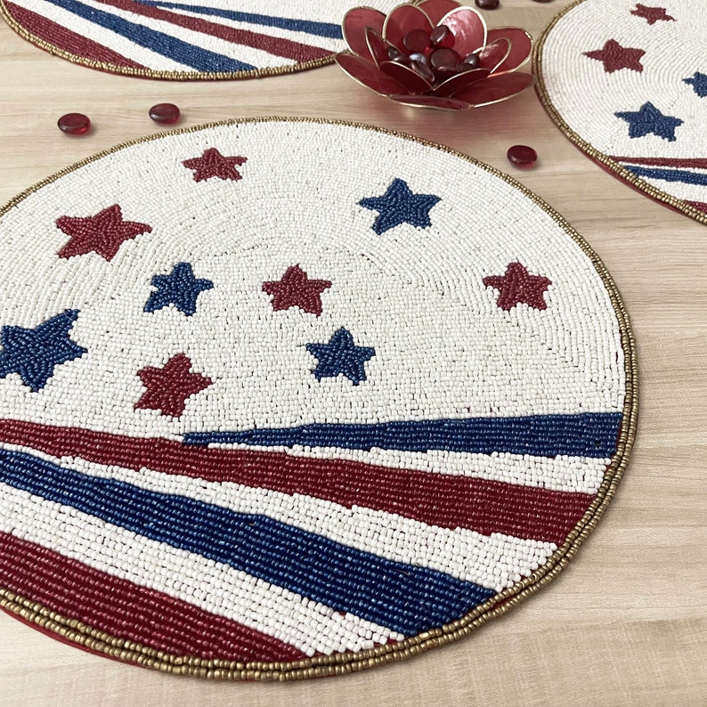 4th July Independence Day Beaded Table Runner/placemats - Etsy