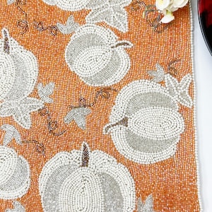 Handmade Table Runner, Pumpkin Fall Beaded Runner, 13x36inch - Etsy