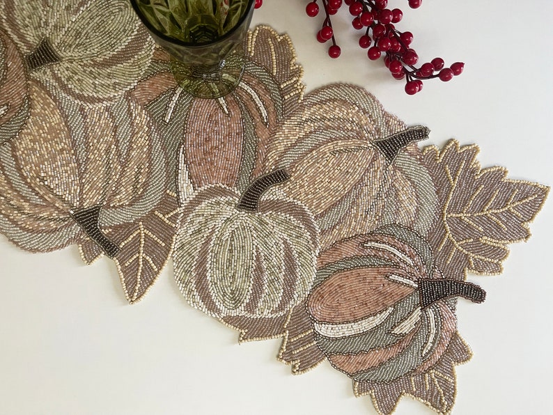 Handmade Bead Table Runner Pumpkin Multicolour Fall Runner - Etsy