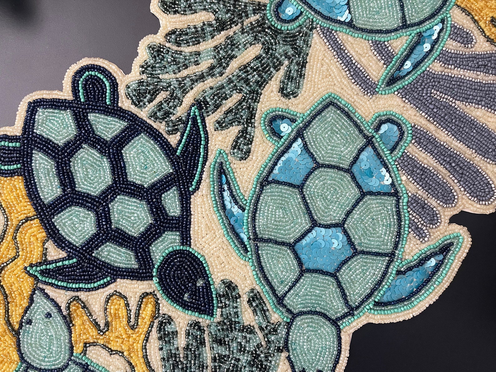 Handmade Bead Table Runner Coastal Ocean Sea Turtle and - Etsy