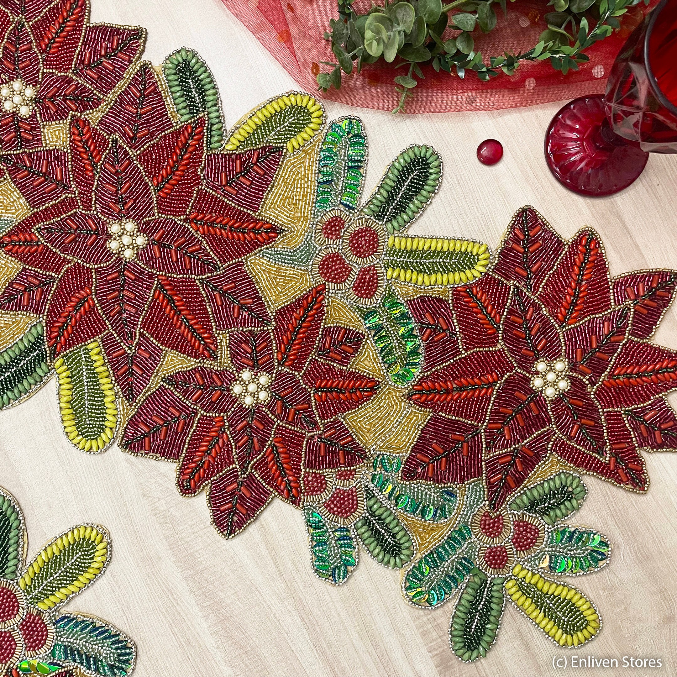 Christmas Handmade Poinsettia Table Runner and Placemats - Etsy