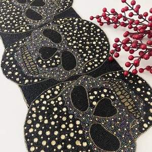 Handmade Bead Table Runner, Halloween Skull, Fall Runner - Etsy
