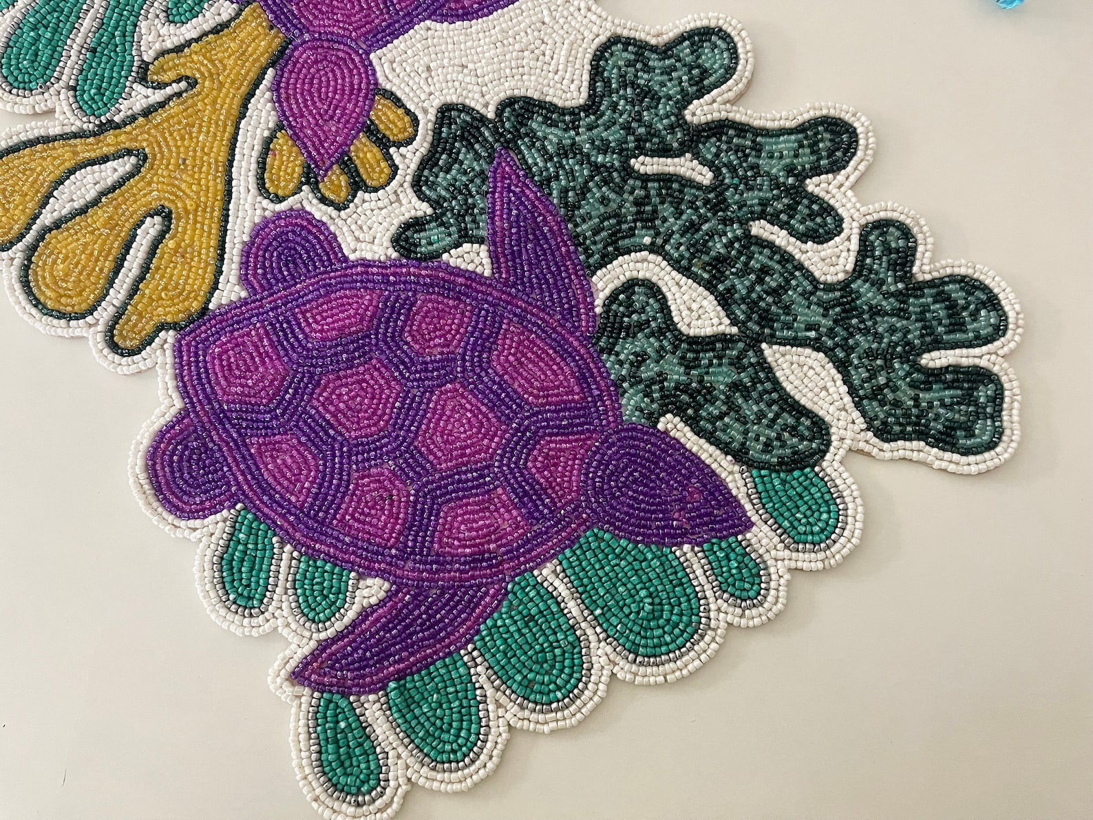 Handmade Bead Table Runner Coastal Ocean Sea Turtle and - Etsy