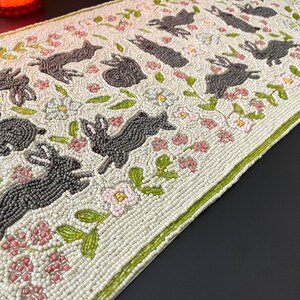 Handmade Bead Table Runner, Easter Egg and Bunny Beaded Runner ...