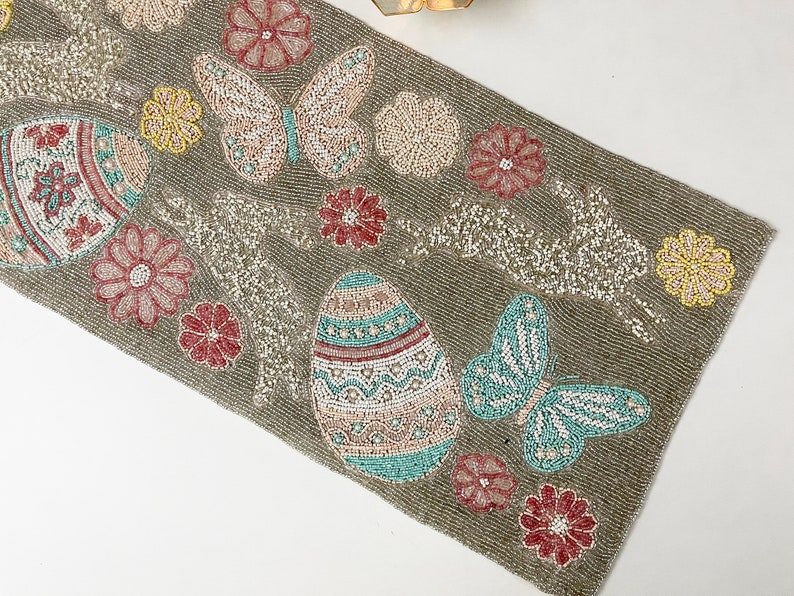 Easter Bunny and Easter Egg Beaded Table Runner Multicolour - Etsy
