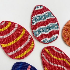 Set of 6, Easter Eggs Coasters, Beaded Egg Design Coaster, Multicolour ...