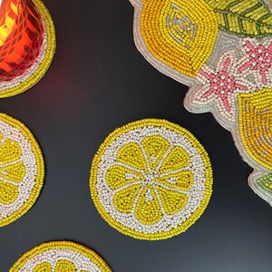 Handmade Table Runner, Lemon and Leaves Beaded Runner Floral ...