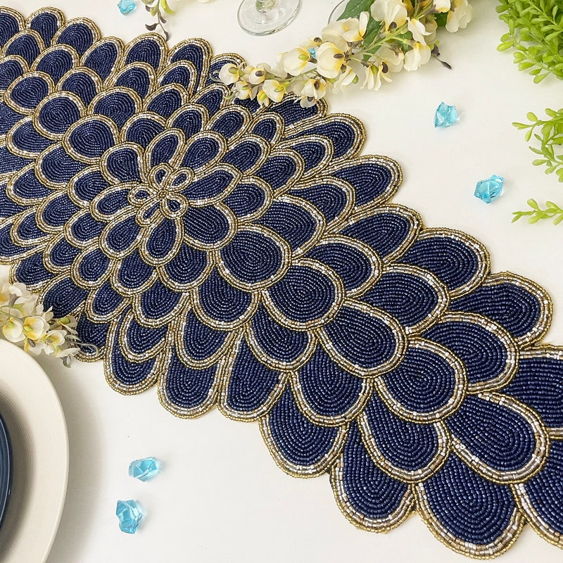 Blue Table Runner - Etsy
