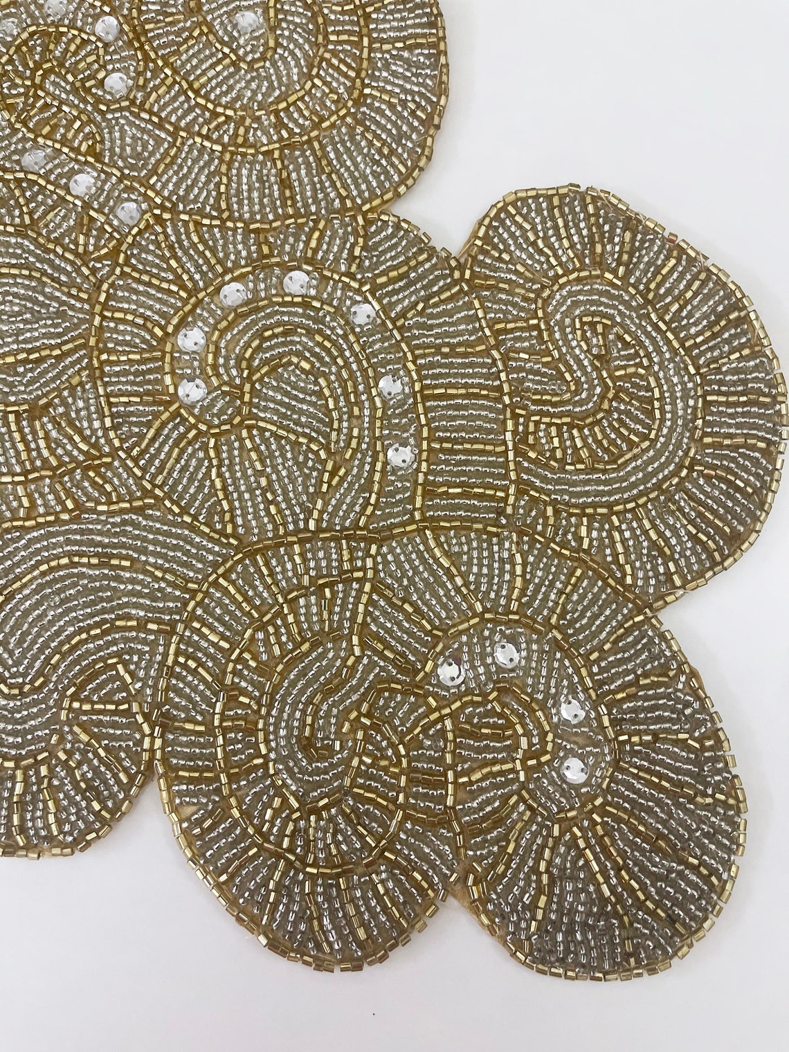 Handmade Table Runner Beaded Table Runner Gold White Runner | Etsy