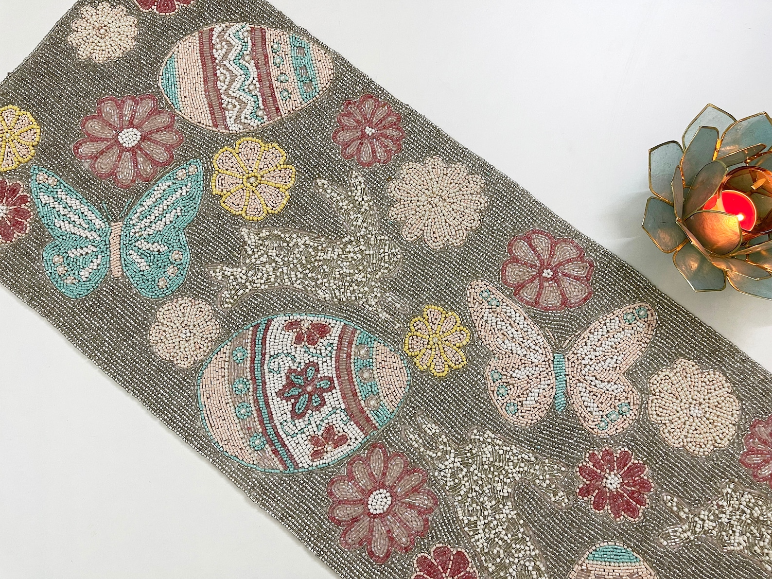 Easter Bunny and Easter Egg Beaded Table Runner Multicolour - Etsy