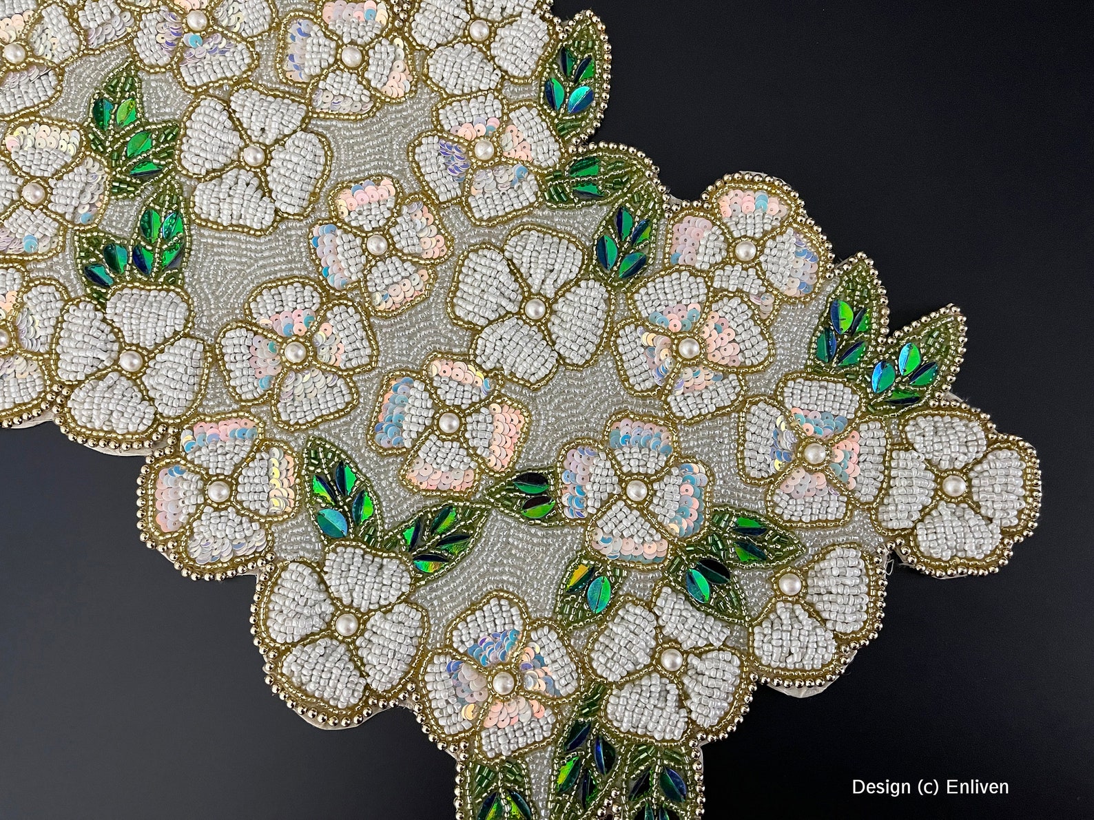 Handmade Beaded Spring Table Runner White Flowers Bed | Etsy