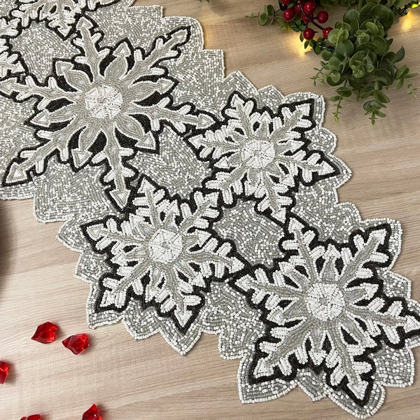 Beaded Snowflake Table Runner - Etsy