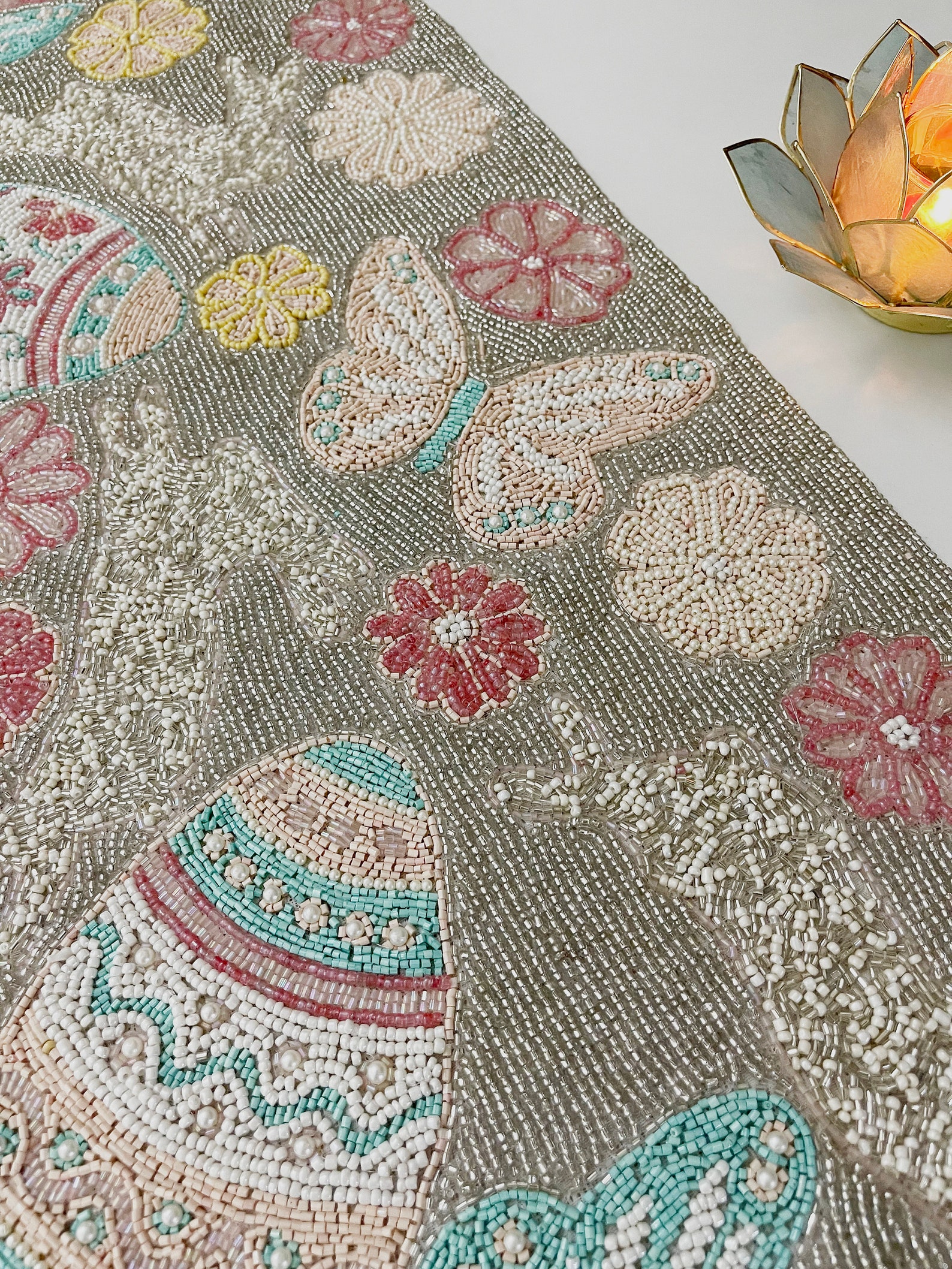 Easter Bunny and Easter Egg Beaded Table Runner Multicolour - Etsy