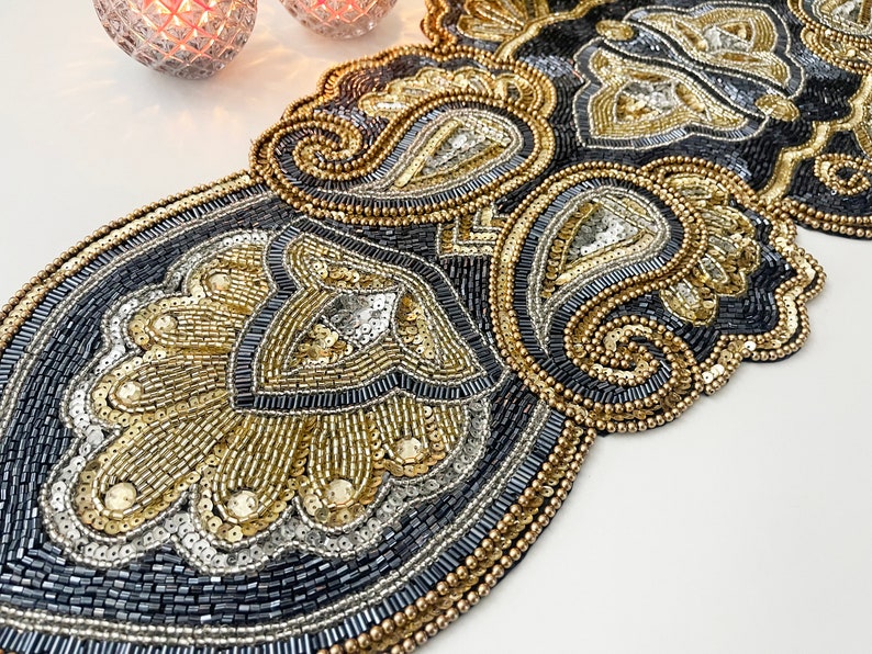 Handmade Table Runner, Beaded Runner, Centerpiece, 13x36inch - Etsy