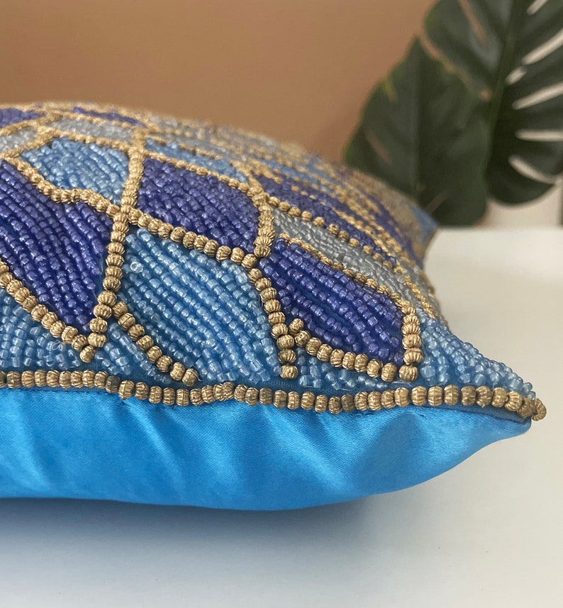 Handmade Beaded Embellished Cushion Cover Pillow Cover | Etsy