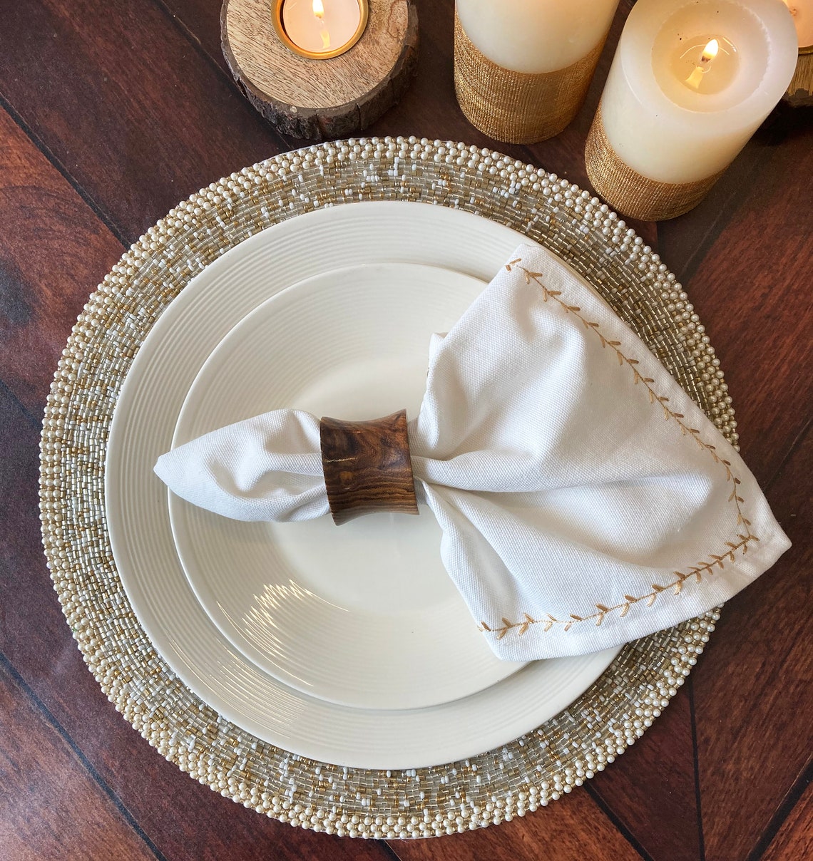 Handmade Beaded Placemat Beaded Table Mat Gold and Silver - Etsy