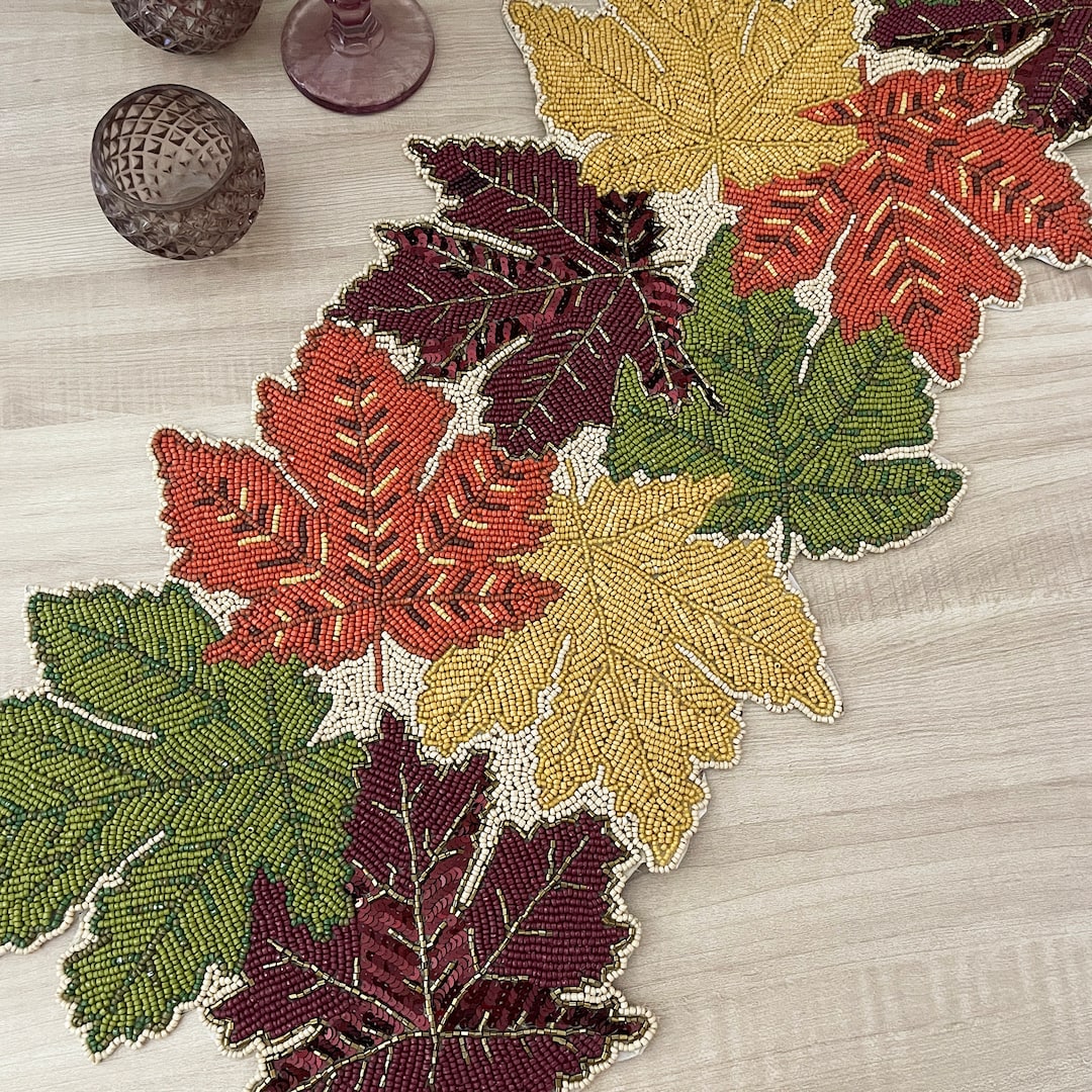 Handmade Table Runner Maple Leaf Bead Runner 13x36inch - Etsy