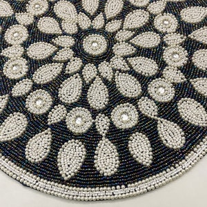 Set of 6, Handmade Placemat, Beaded Round Table Placemat, 14 Inch - Etsy