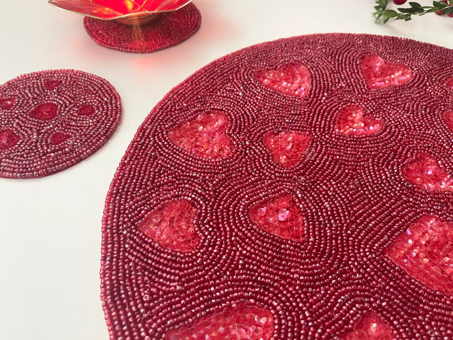 Valentine's Day Table Runner Luxury Beaded Runner Red - Etsy Canada