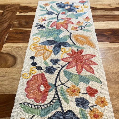 Handmade Bead Table Runner Beaded Runner 13x36inch - Etsy