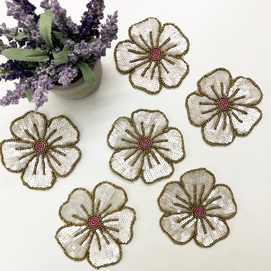 Set of 6, Handmade Beaded Flower Coasters, Drink Coasters, Gift for Her ...