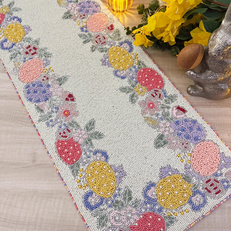Handmade Bead Table Runner, Easter Egg Beaded Runner, 13x36inch - Etsy
