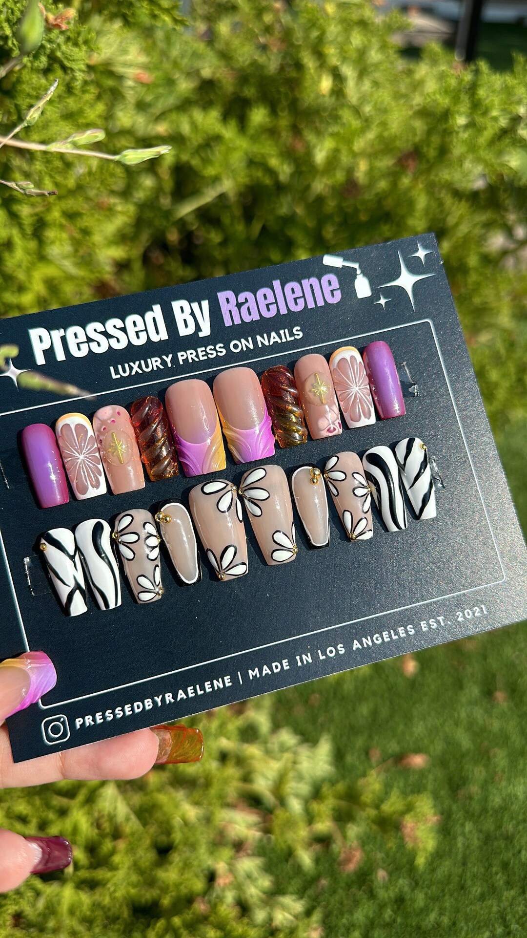 Press on Nails 3D Mismatch Summer Nails Medium Square Shown - Etsy